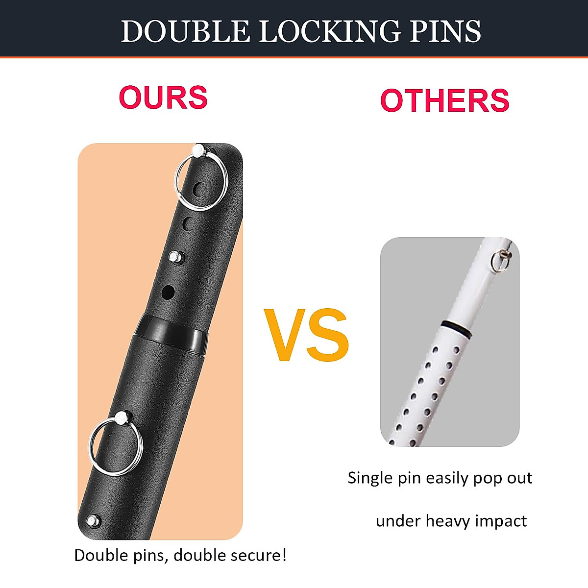 Door Security Bar, 1 1/8 inch Heavy Duty Security Bars, 35-41.7" Adjustbale Door Saftey Bar - Portbale Security Door Barricade Bar Inside (1 pc, Black) (Frosted Black)