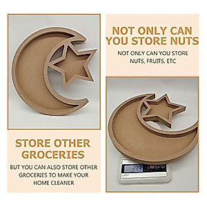 PRETYZOOM Eid Mubarak Party Food Serving Plate Ramadan Kareem Moon Star Shape Tray Cake Dessert Display Holder for Islam Muslim Party Festival Table Decor