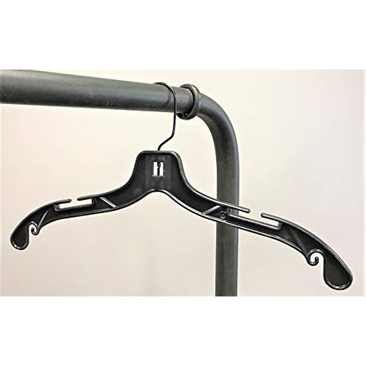 NAHANCO 2405BH Plastic Shirt/Dress Hanger for Bridal/Formalwear Apparel, Jumbo Weight, 17" - Black with Black Hook (Pack of 100)