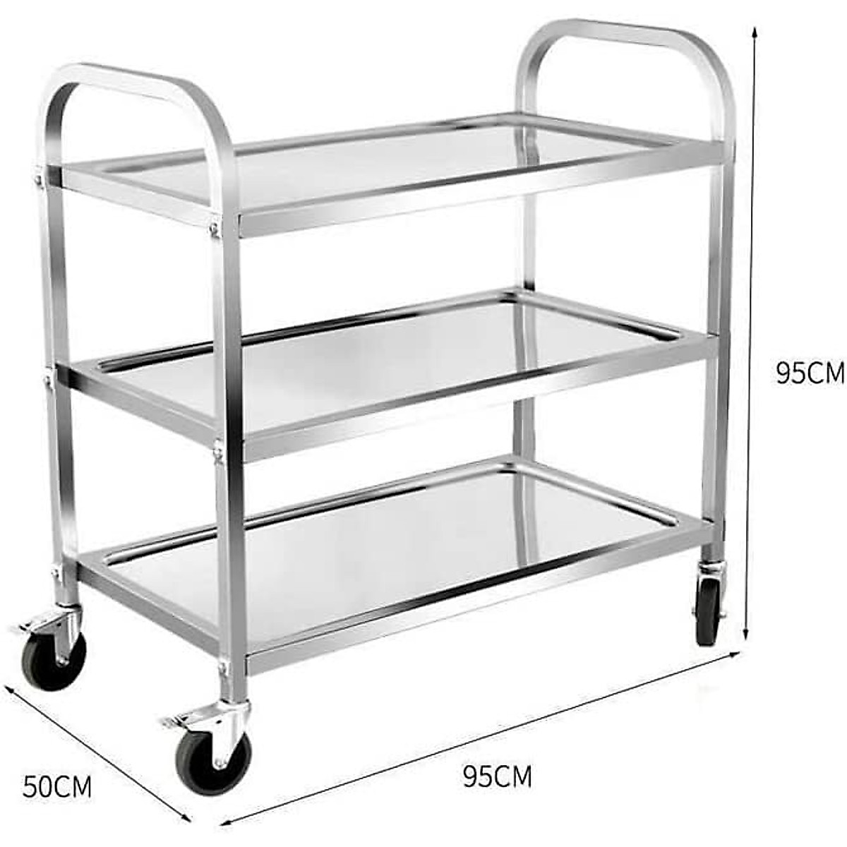 ANIIC Rolling Cart Trolley Carts with Wheels Office 3 Tier Kitchen Storage Cart with Wheels Stainless Steel Trolley Commercial Food Pantry Rolling Cart Kitchen Utility Cart Dorm Room Essentials