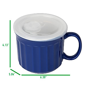 Mind Reader Soup Mug with Vented Lid, Microwave Dishwasher Safe, Soup Bowls, Large, Ceramic, 6.3" L x 5.04" W x 4.13" H, Black