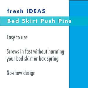 FRESH IDEAS Dust Ruffle, Spiral Push Pins to Keep Skirt in Place Bedding Accessories, Set of 12, White