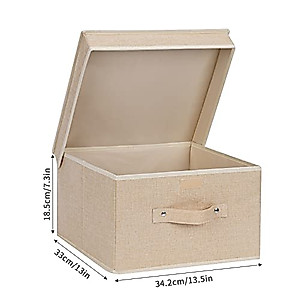 Livememory 4 Pack Decorative Storage Boxes with Lids - Linen Small Storage Bins with lids 13.5" L x 13" W x 7.3" H