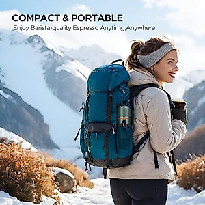 COTGCO Portable Espresso Coffee Machine: 12V Electric Travel Expresso Maker - Self Heating 8 Cups Battery Powered Compatible for Nespresso Capsule - for Camping Travel RV Hiking (Forest Green)