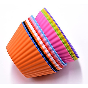 12PCS Silicone Mini Reusable Muffin Baking Cup Small Cupcake Holders Random Color Silicone Cupcake Liners Pastry Dessert Cups Nonstick Liner Molds for Making Muffin Chocolate Bread(Round)