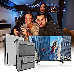 Geekria Console Skin Cover for Playstation PS5, Protective Dust Cover for PS5 Console Digital Edition, Game Discs Pockets, Waterproof Dustproof Shell Cover for PS 5 Accessories (Grey)