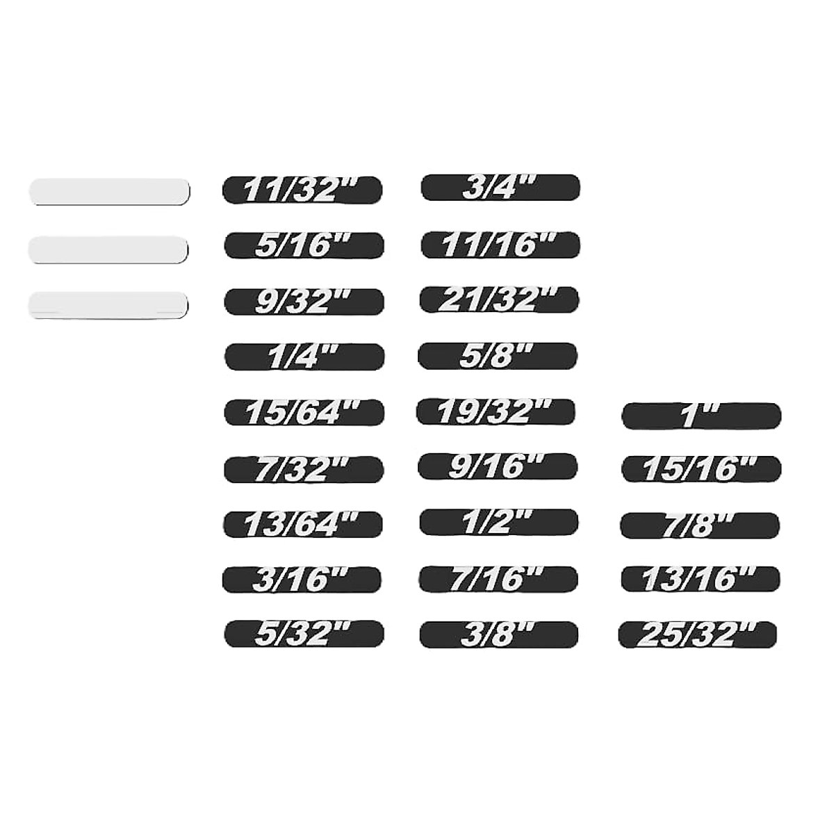 Identification labels compatible with toolbox widget vertical PRO wrench holders (SAE set, Black)