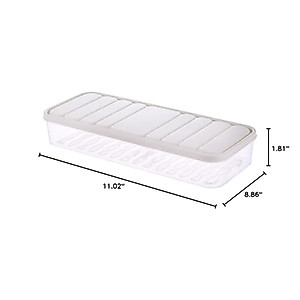 Cabilock 2pcs Food Storage Containers, Plastic Refrigerator Crispers with Lid, Stackable Vegetable Organizer for Kitchen, Freezer Organizer Bins, White (Large+Small)