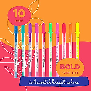 SAKURA Gelly Roll Moonlight 10 Gel Pens - Bold Point Ink Pen for Journaling, Art, or Drawing - Assorted Bright Ink - Bold Line - 10 Pack
