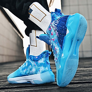 ADCAB High-Top Basketball Shoes for Men Lightweight, Comfortable, and Versatile Durable, Anti-Slip, and Shock-Resistant Mens Basketball Shoes, 7Women/5Men, Blue