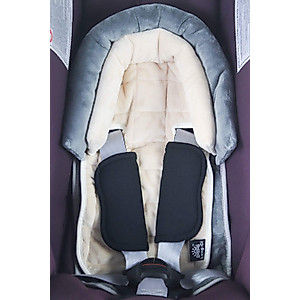 Long-Ci 2-in-1 Baby Insert Cushion Pad with Head Neck Body Support Pillow in Velvet for Newborn (Gray Beige)