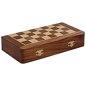 10.5" Wood Chess Set - Handmade Premium Magnetic Folding Chess Board - Wooden Travel Staunton Chess Game with Built in Storage