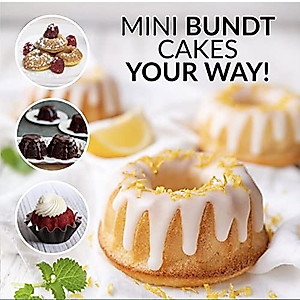 Nostalgia MyMini Lava & Bundt Cake Maker-mini breads, mini muffins, compact size (Gold)