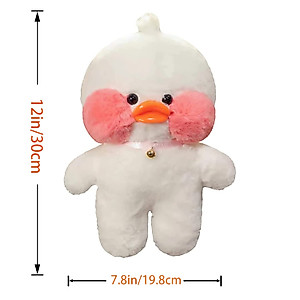 Flaymory White Duck Stuffed Animal Toy Soft Plush Toy for Kids Girls DIY Hugglable Plush Stuffed Toy with Cute Headband and Costume Best Gifts for Birthday. (12inch/30cm) White Yellow