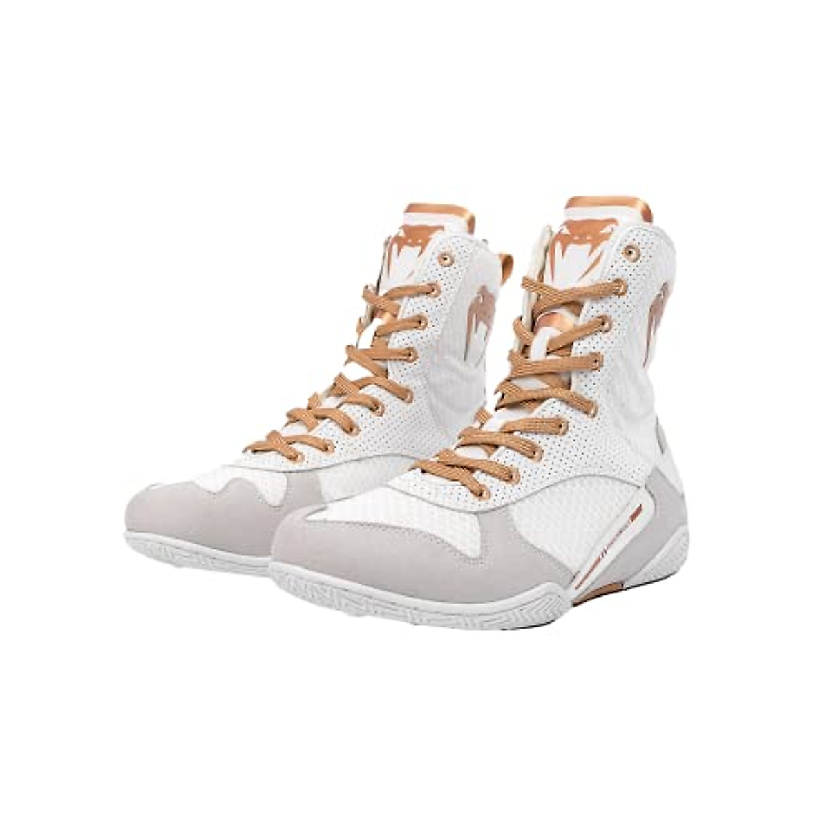 Venum Mens "Elite" Boxing Shoes, White/Gold, 10 US