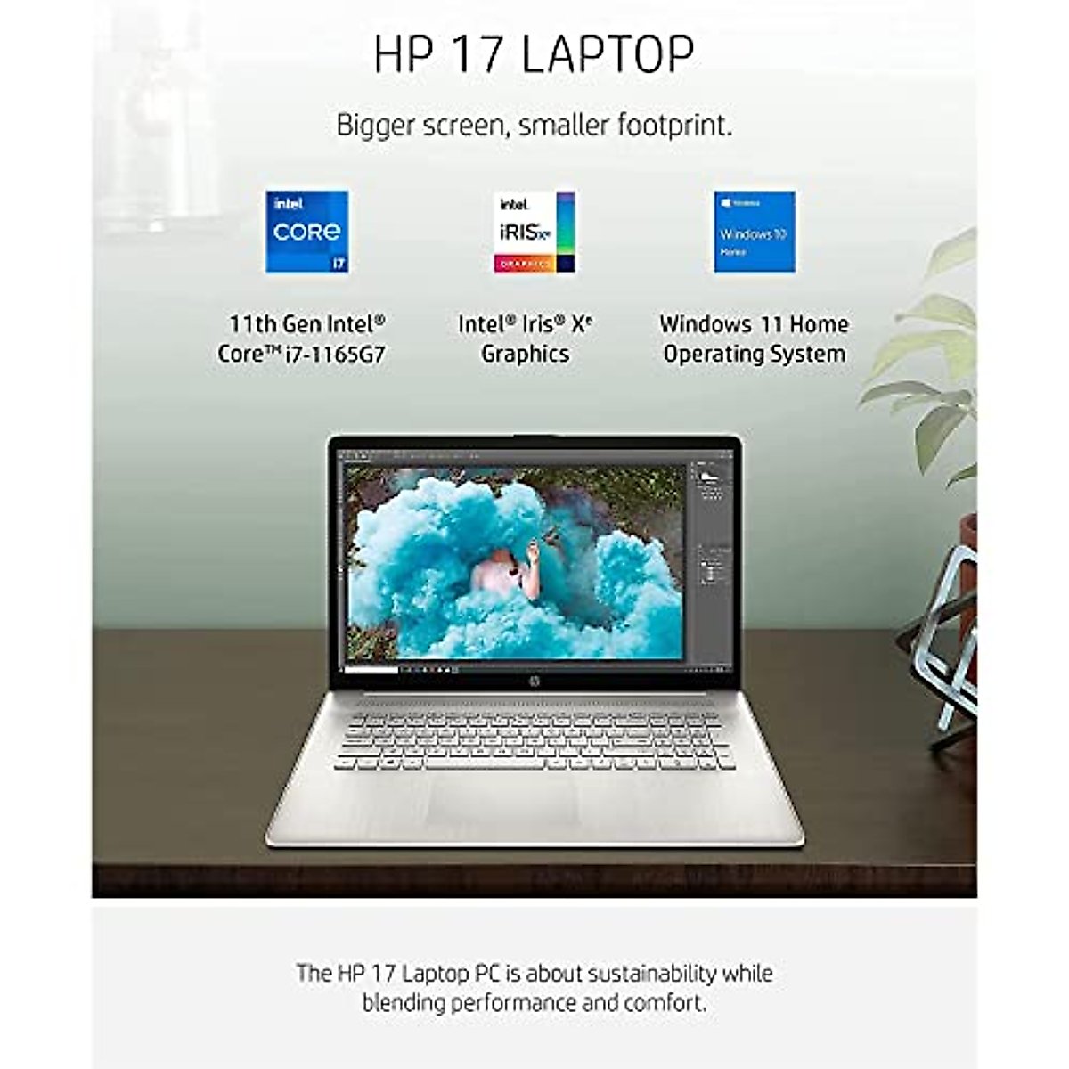 HP 17 inch Laptop with Backlit Keyboard, Intel Core i7-1165G7 Processor, Intel Iris Xe Graphics, 17.3 inch FHD Display, Backlit Keyboard, Fingerprint Reader, HDMI, Windows 11 Home(32GB RAM | 1TB SSD)