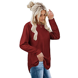 Dofaoo Christmas Sweatshirts for Women Crewneck Long Sleeve Plus Size Tops Oversized Pullover Red XL