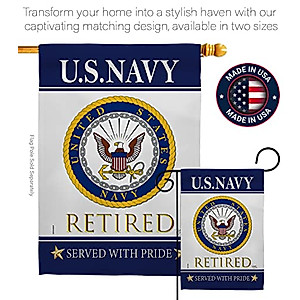 Breeze Decor US Navy Garden Flag Set with Stand Armed Forces USN Seabee United State American Military Veteran Retire Official House Banner Small Yard Gift Double-Sided, Made in USA