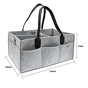 HOMEVAGE Diaper Caddy Caddies Organizer, Baby Cloth Diapering, Tote Bag, Nursery Storage Bin for Changing Table, Portable Car Travel Organizer (Light Grey)