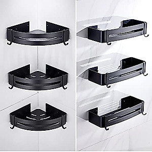 G.D.Metal Adhesive Bathroom Shelf Wall Mounted (Black, Square)