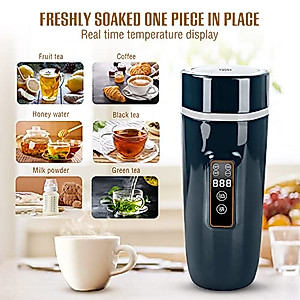 Travel Kettle Electric 304 Stainless Steel Small Portable Water Boilers for Travel Camping Hotel Mini Electric Kettle Portable Thermoses Insulated Bottles Smart Water Mugs,Plug in heating device