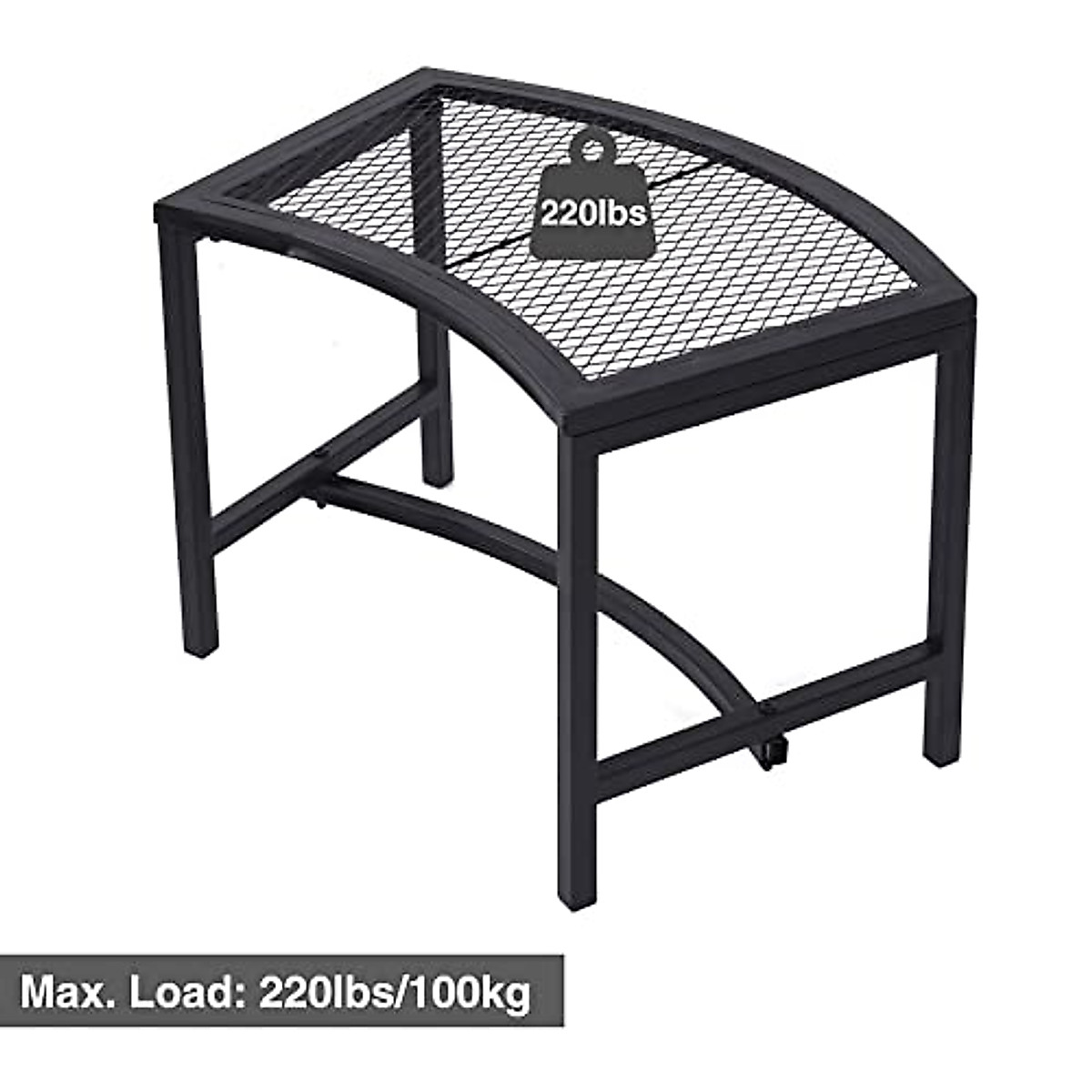 Piamomso Metal Curved Fire Pit Bench, fire Pit Bench Seating, Coated Black Metal Mesh Garden, Patio, Porch and Deck Chair Seating ,Black