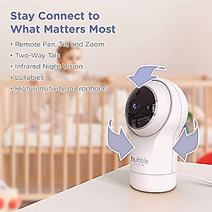 Hubble View Pro Twin 5" Video Baby Monitor with Camera and Audio, NightVision Baby Monitor with 2 Cameras Split Screen & Pan Tilt Zoom; 2Way Talk, Lullabies & Room Temp Sensor, Baby Monitor no WiFi
