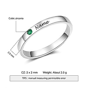 LoraPetid Personalized Birthstone Rings For Women Engagement Name Rings Initial Rings with Simulated Birthstones Customized Best Friend Rings for Women (5)