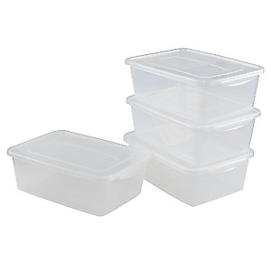 CadineUS 14 Quart Clear Latching Box, Plastic Storage Container Bins with Lids Set of 4