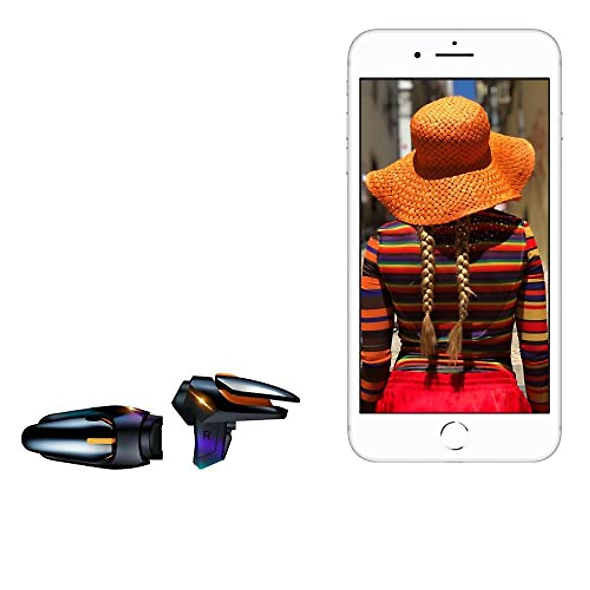 BoxWave Gaming Gear Compatible With Apple iPhone 8 - Touchscreen QuickTrigger Auto, Trigger Buttons Autofire Gaming Mobile FPS - Jet Black