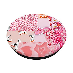 Cute Boho Abstract Indie Pink Preppy Aesthetic Collage Trend PopSockets Swappable PopGrip