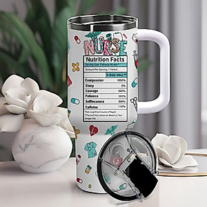Personalized Nurse Tumbler 40oz -nurse therapeutic filmmaking instructor-Custom Name Insulated Travel Mug with Handle & Straw, Gift for Nurses, Medical Workers, Appreciation, Mother's Day j78EOf