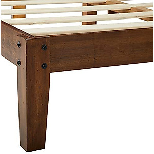 Olee Sleep Smart Wood Platform Bed Frame, Queen, Light Brown