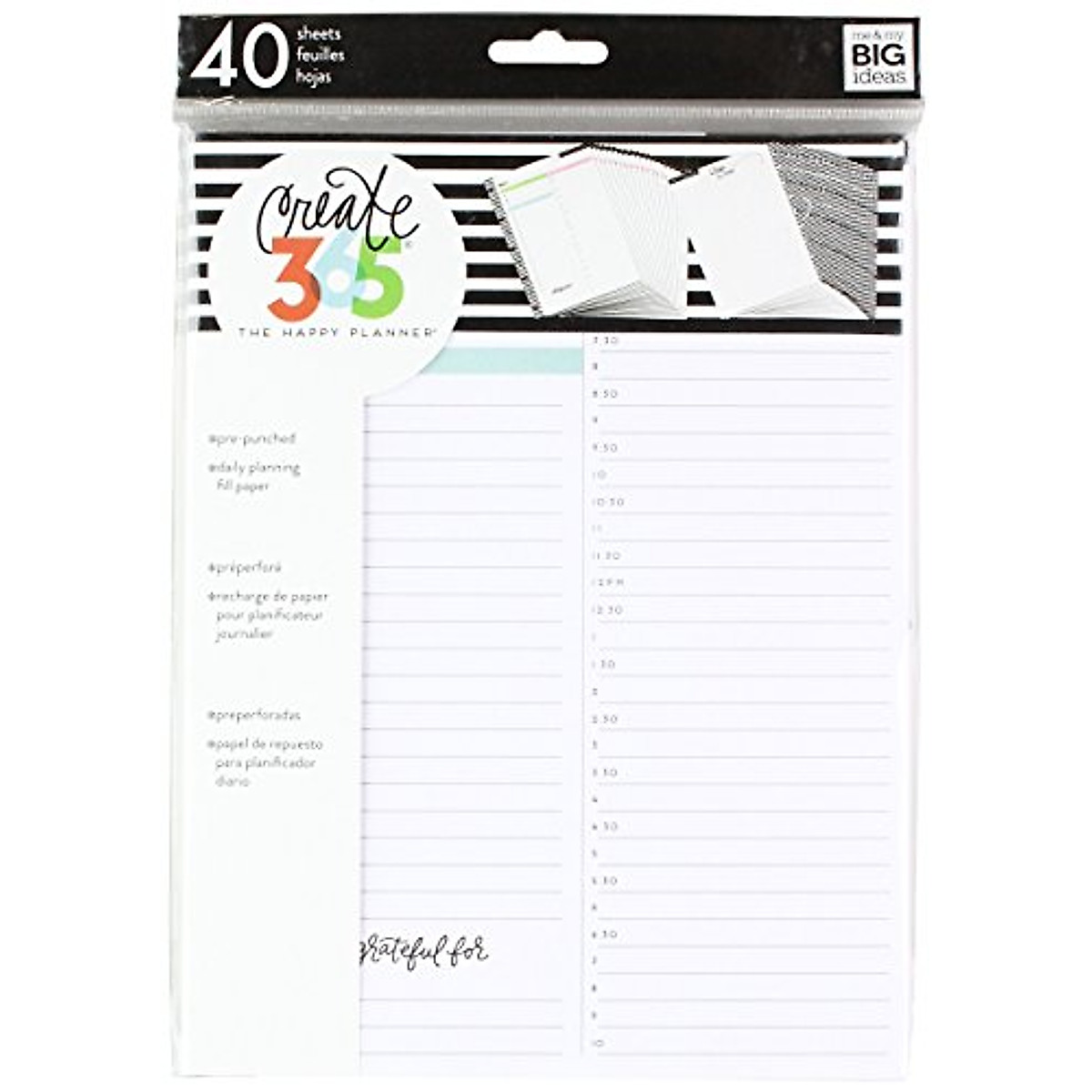 Happy Planner Classic Filler Paper, 40 Sheets, 7" x 9-1/4", Daily
