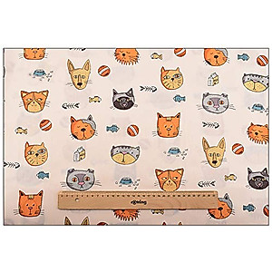 Hanjunzhao Cute Animals Cat Dog Fat Quarters Fabric Bundles 18 x 22 inch for Quilting Sewing Crafting