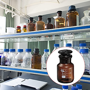 PATIKIL 60mL Reagent Media Bottle, 1Pcs Round 3.3 Borosilicate Glass Graduated Storage Bottle with Amber Cap for Chemistry Lab Universities Home, Amber