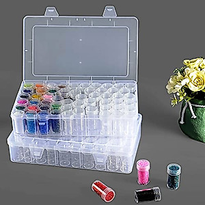 Notgia 2packs 60 Grids Bead Organizer and Storage Diamond Painting Containers Portable Plastic Case Box Arts Crafts Storage for Seeds Beads Sewing Cosmetic Nail Glitter Powder Small Parts Rhinestones