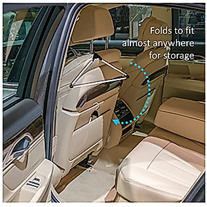 Car Seat Coat Hanger: Travel Hanger, Car Hanger, Clothes Hanger, Gym Hanger- Foldable Hanger, Folding Hanger, Collapsible Hanger, Portable Hanger (Matte Silver & Black) (1)