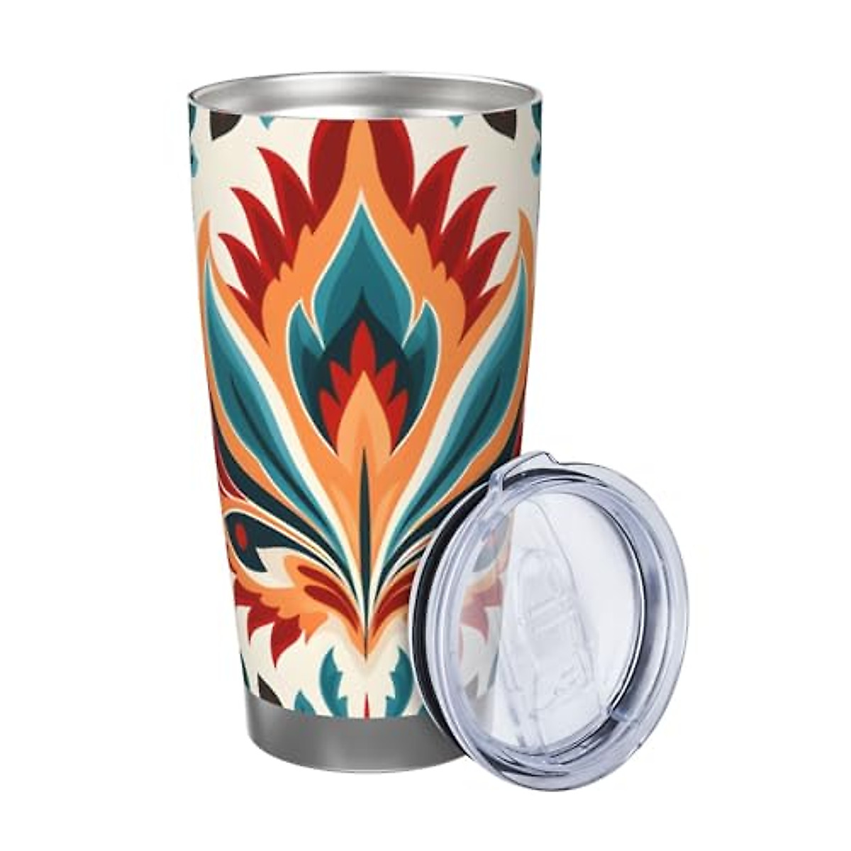 AYCZN Ethnic Mandela 20 OZ Tumbler Stainless Steel Travel Coffee Mug, Flower Floral Insulated Water Bottle with Lid and Straws Leakproof Thermal Cup