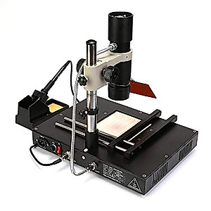 T862 BGA Rework Station 800W IR Infrared BGA Preheater Soldering Station SMD Rework Solder Station IRDA Welder Machine with PCB Holder, Lamp, 1.1'' 1.5'' 1.9'' 3pcs Lenses and More