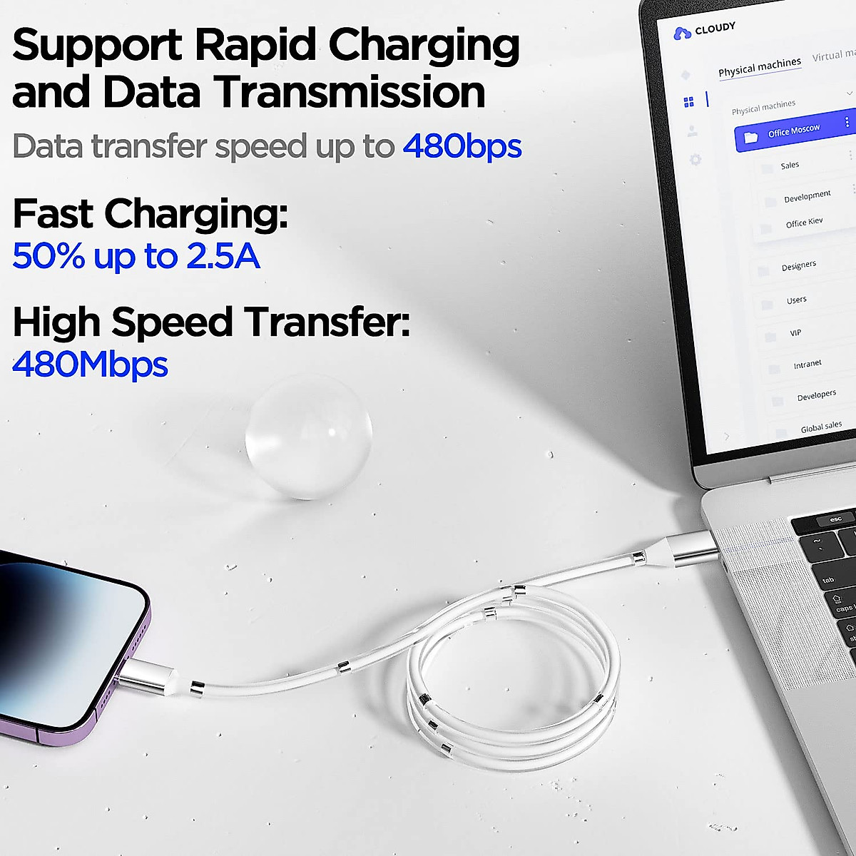 Magnetic Charging Cable,(6FT) Super Organized Charging Magnetic Absorption Nano Data Cable for Phone 14 pro max/13/12/11/XS/XS Max/XR/X/8/8 Plus/7/7 Plus/6s/6s Plus/6/6 Plus/SE/5s/5c/5/Pad/Pod-2 Pack