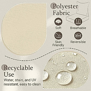 downluxe Outdoor Deep Seat Cushions Set, Waterproof Memory Foam Patio Furniture Cushions with Zipper for Outdoor Chair Sofa, 24" x 24", Beige, 2 Piece Set