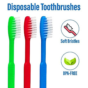 144 Bulk Toothbrushes Individually Wrapped Disposable Toothbrushes Soft Bristles Verity of Fun Colors Perfect for Travel, Giveaways, Hotels,