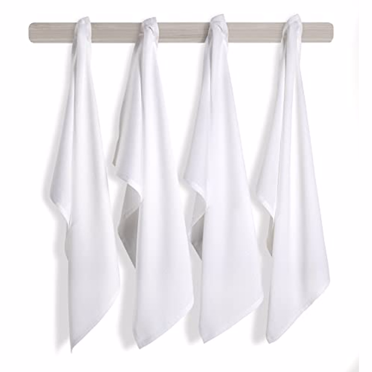 LANE LINEN Flour Sack Tea Towels Set for Kitchen, Premium Kitchen Towels for Cleaning, Dusting Cloth, Cloth for Bread Box, Pure Tencel Hand Towel, Light Towel for Drying Dishes – 4 Pack - White
