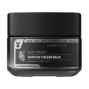 The Beard Struggle Warrior’s Beard Balm - Platinum Collection, Aesir's Triumph - Non-Greasy Low-Hold Formula, Luxurious Cologne-Grade Fragrances 100% Natural and Plant-Based Ingredients - 50g