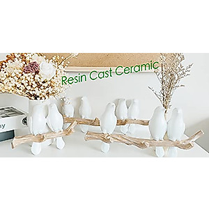 HaakLux Bird Hat Hook,Wall Hanger Decor Hooks,Mounted Resin Cast Ceramic,Tree Branch with Unique Hanging White Dove for Coat Towel Key Clothes in Bathroom Kitchen Bedroom Living Room(3 Birds)