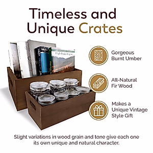 Steezu Nesting Wood Storage Boxes, Burnt Umber Stained Wooden Crate, Use as a Decorative Box, Rustic Decor Piece, Kitchen Storage and More, Wooden Box Set of 3