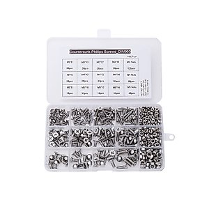 MUMUJJ Countersunk Machine Screws, Flat Head Phillips Machine Screws and Hex Nuts Kit for Laptop Notebook Computer Replacement Screws Kit