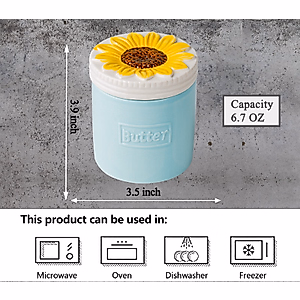 Butter Crock Butter Keeper French Butter Crock Sunflower Blue Butter Saver Blue Butter Keeper Crock With Water Line