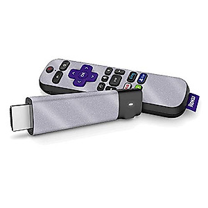 MightySkins Glossy Glitter Skin for Roku Streaming Stick + - Gray | Protective, Durable High-Gloss Glitter Finish | Easy to Apply, Remove, and Change Styles | Made in The USA